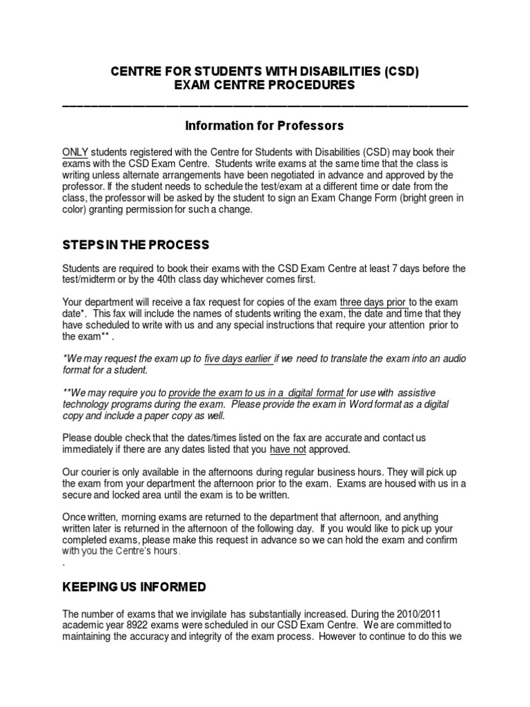 CSD EXAM CENTRE PROCEDURES | PDF | Test (Assessment) | Computing