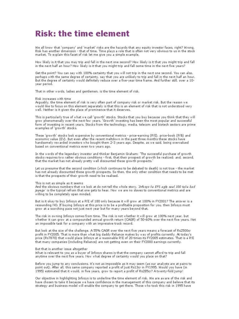 Risk The Time Element Pdf Risk Emergence