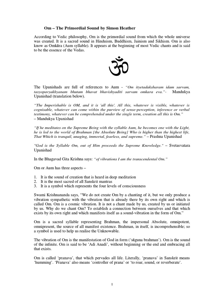 Om: The Primordial Sound Explained | PDF | Religious Philosophical ...