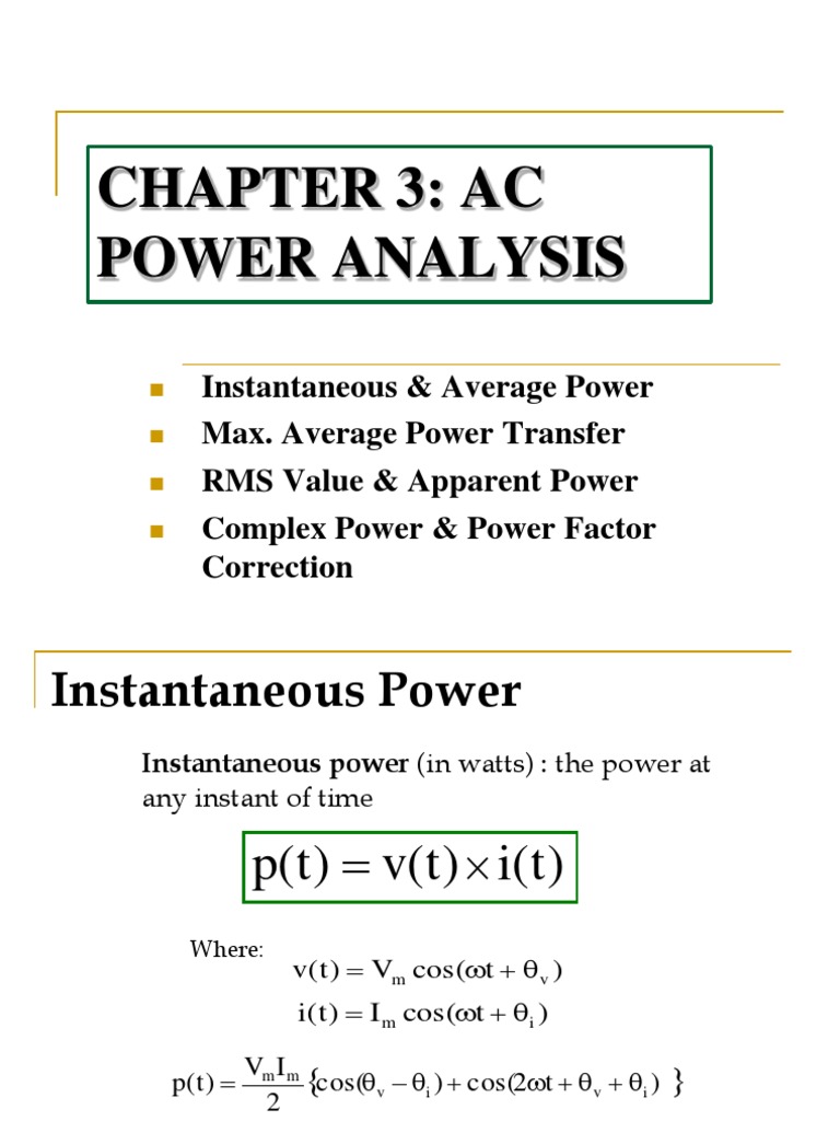 Chapter 3: Ac Power Analysis | PDF | Ac Power | Inductor