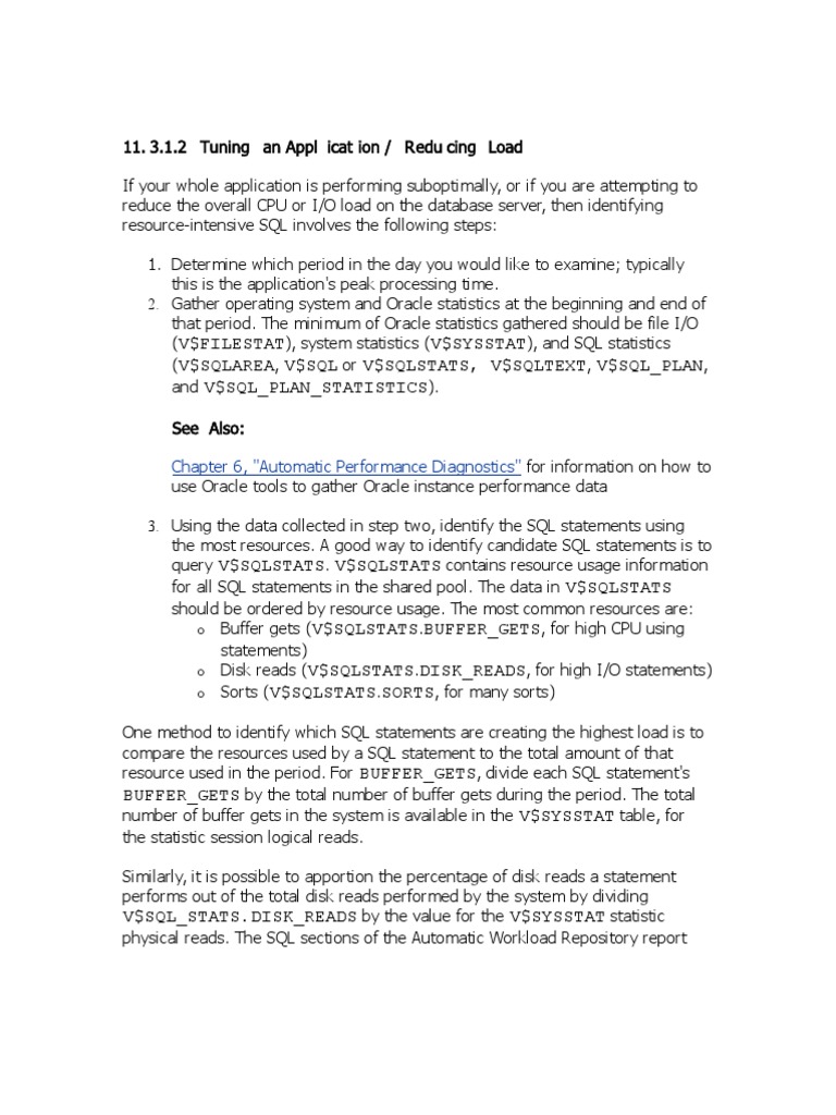 Chapter 6, "Automatic Performance Diagnostics" | PDF | Database Index | Oracle Database