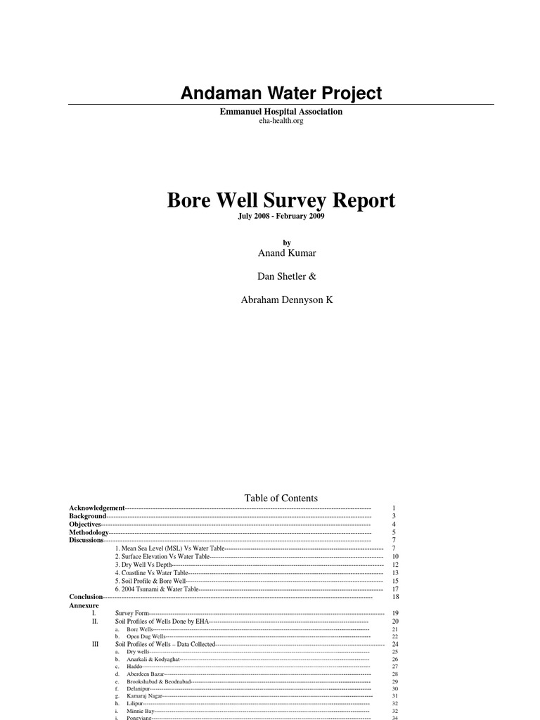 Borewell Survey Report - Andaman | PDF | Aquifer | Geographic ...