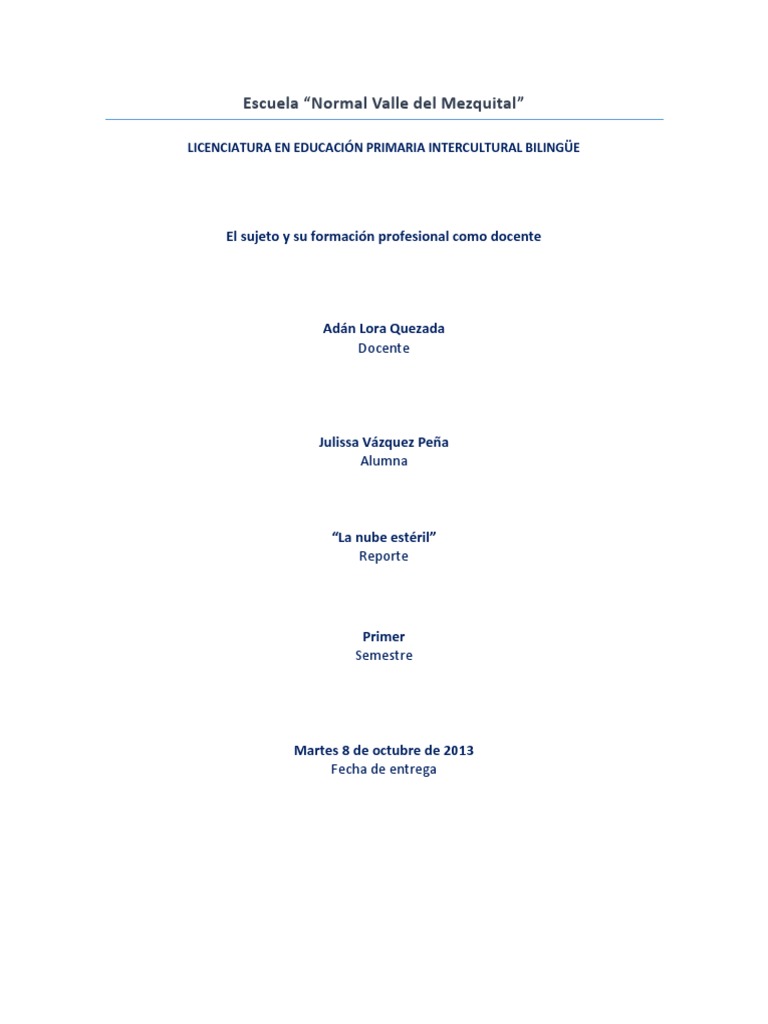 La Nube Esteril, Ensayo de Julissa - Vázquez Peña | PDF | México | Agua
