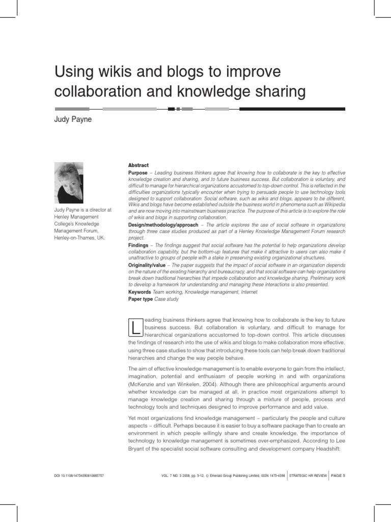 Using Wikis and Blogs To Improve | PDF | Social Software | Wiki