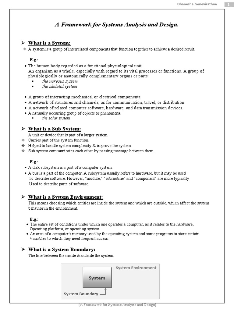 A Framework For Systems Analysis and Design | PDF | System | Systems ...