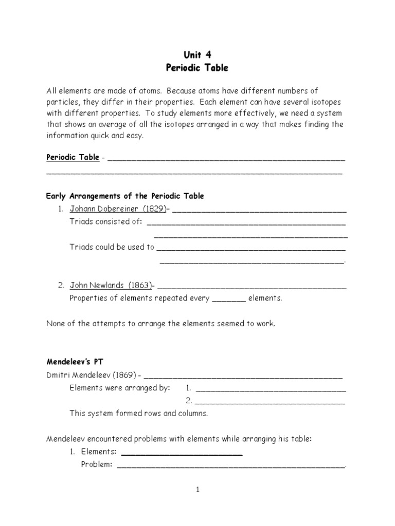 Periodic Table Notes | PDF | Periodic Table | Chemical Elements