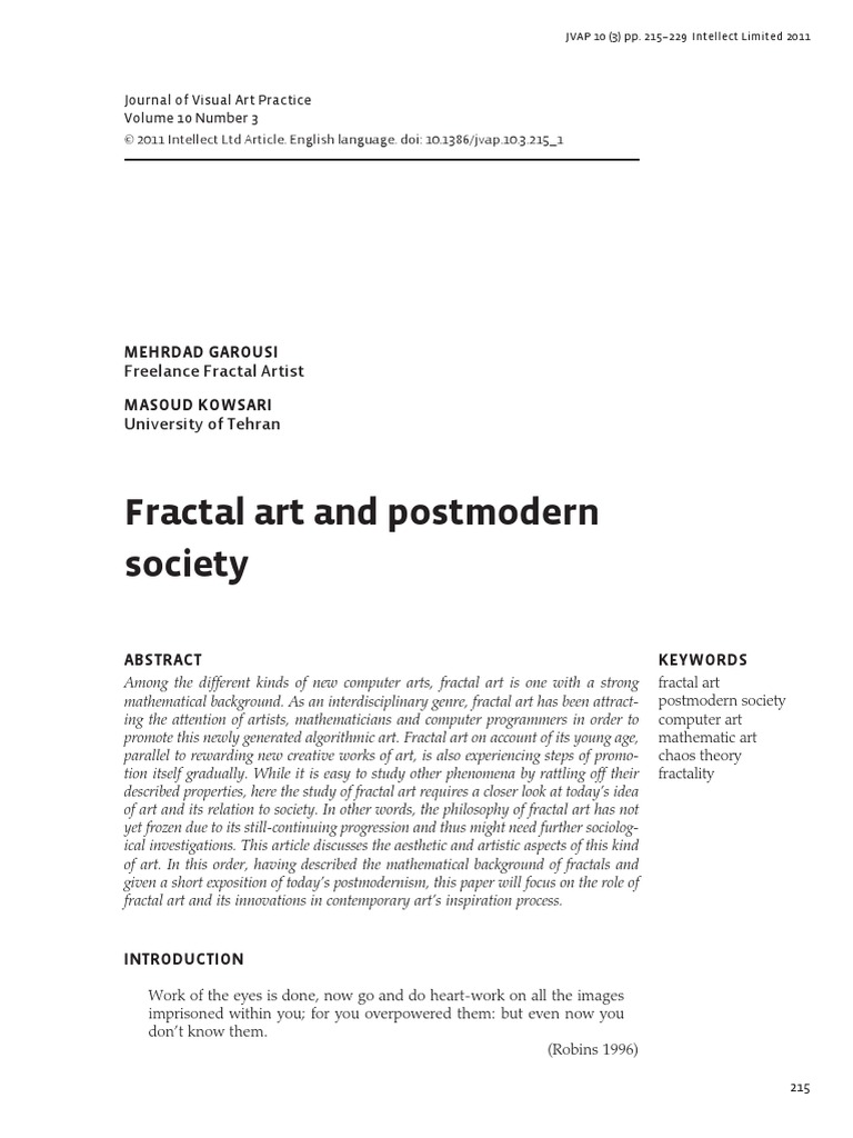 Fractal Art and Postmodern Society. 2012 | PDF | Fractal | Teaching ...