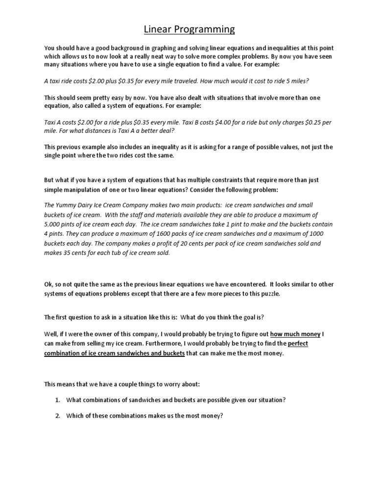 AI3 Linear Programming | PDF | Linear Programming | Equations
