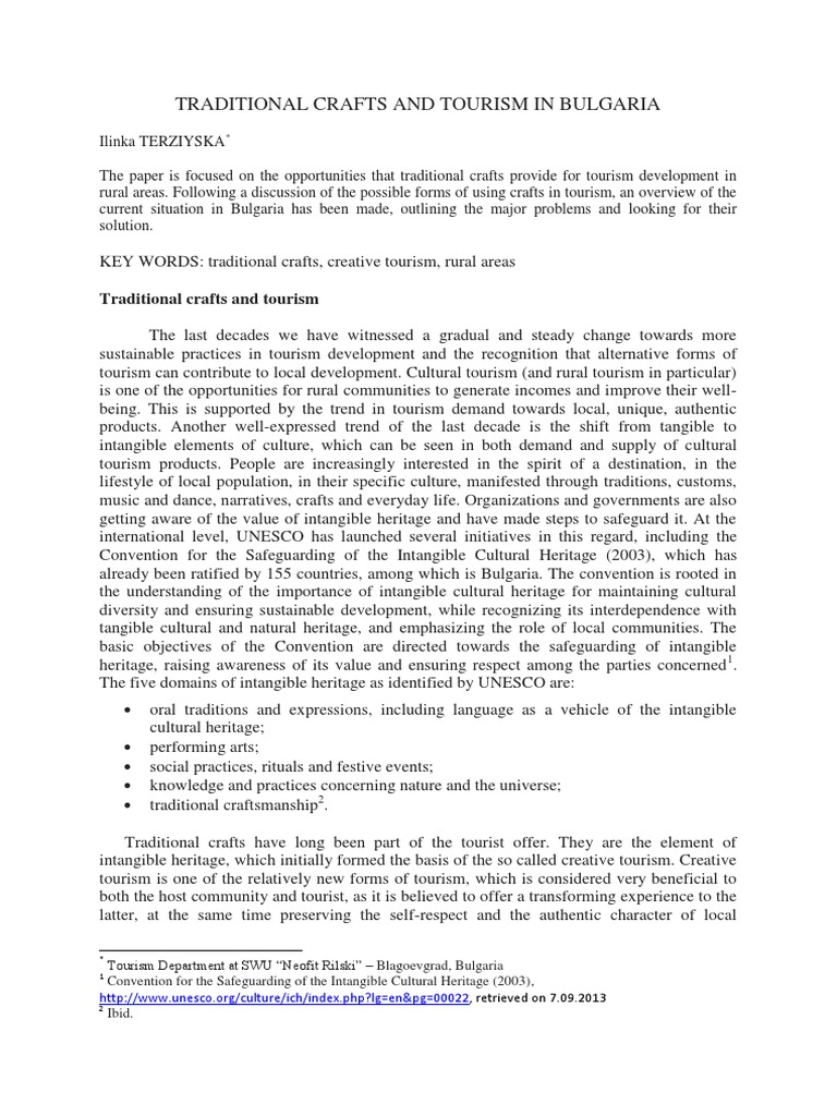 Crafts and Tourism in Bulgaria | PDF | Tourism | Crafts