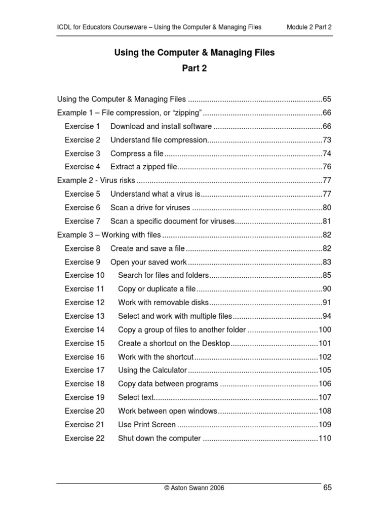 ICDL For Educators Courseware - Using The Computer & Managing Files ...