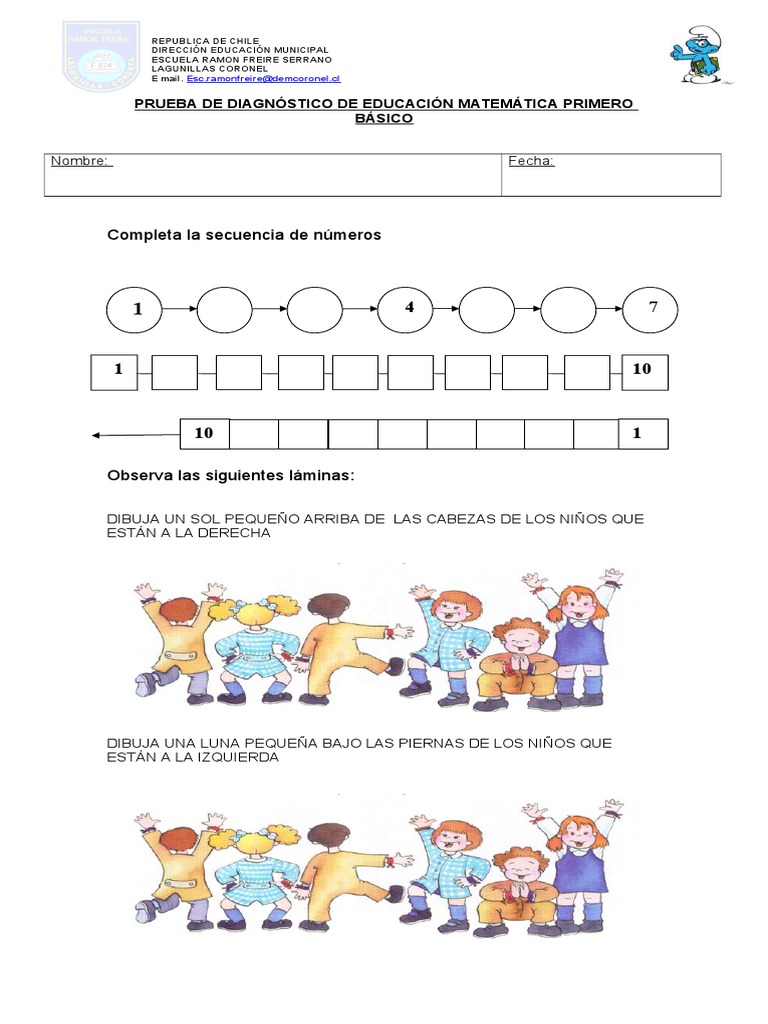 Prueba de Diagnostico de Educacion Matematica Primero Basico | PDF