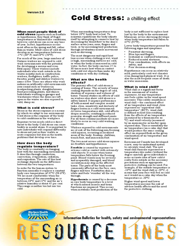 Cold Stress:: A Chilling Effect | PDF | Hypothermia | Weather
