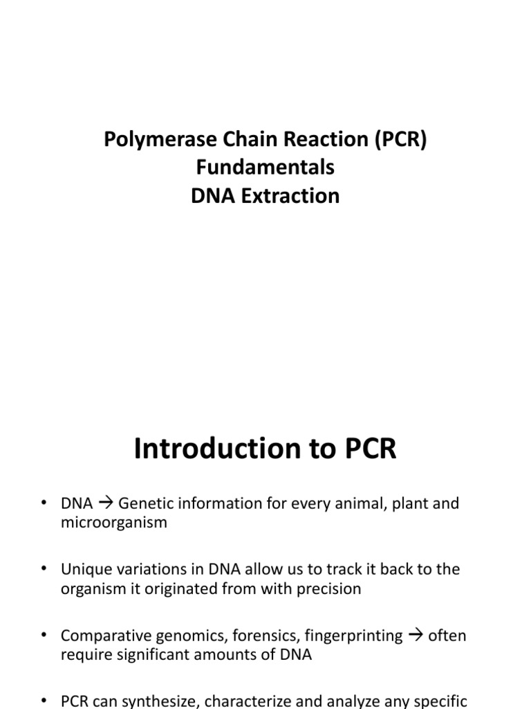 Lecture 32 PCR & DNA Extraction | PDF | Polymerase Chain Reaction | Taq ...