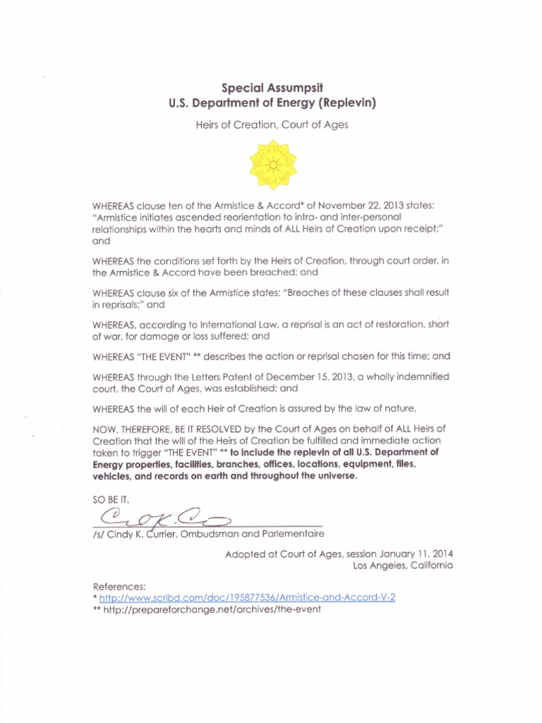 Special Assumpsit, US DEPT ENERGY (Replevin) | PDF