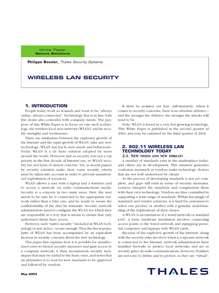 Wireless LAN Security | PDF | Wireless Lan | Ieee 802.11
