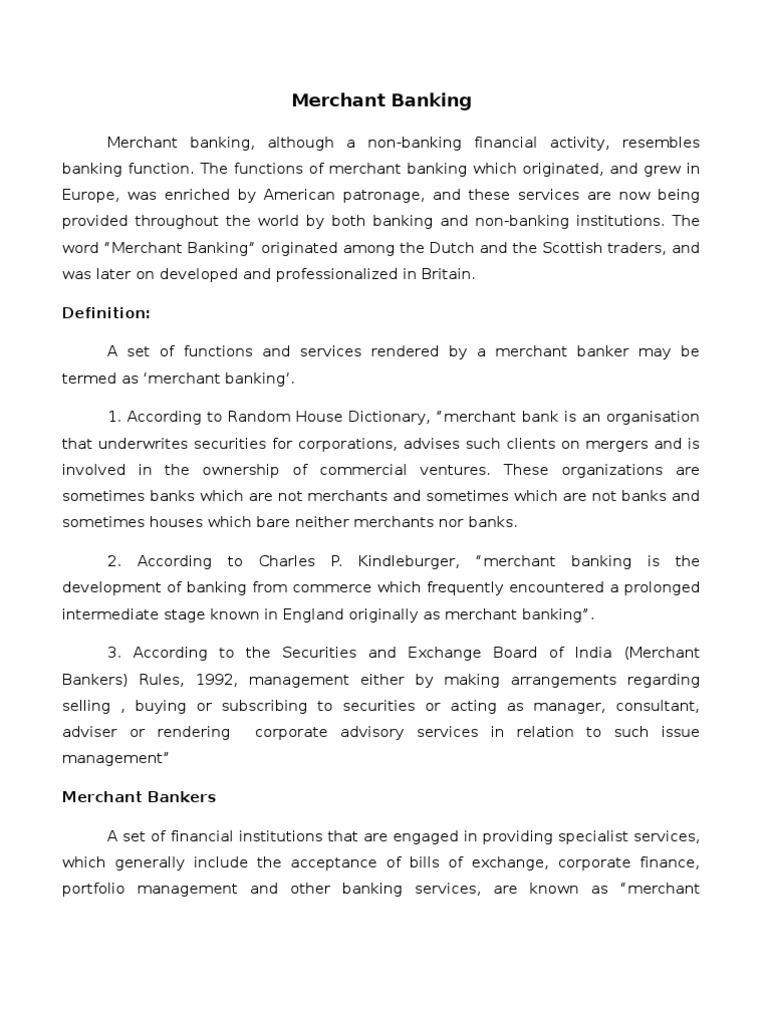 Merchant Banking: Definition | PDF | Syndicated Loan | Banks