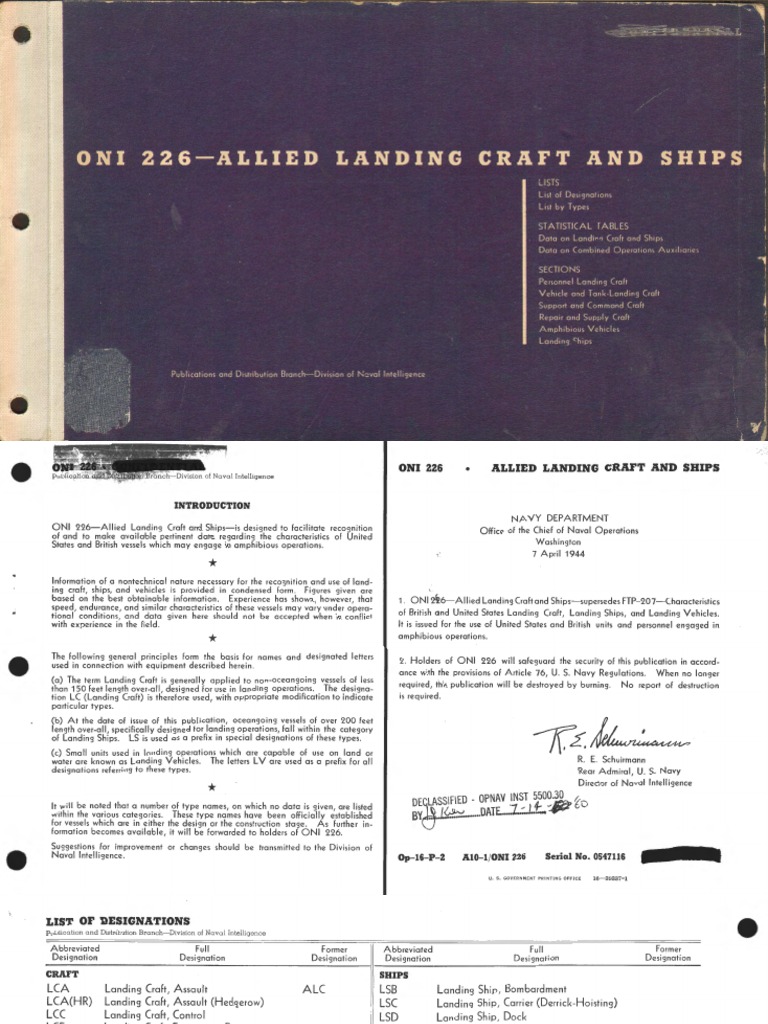 ONI-226 Allied Landing Craft 1943 | Download Free PDF | Landing Ship | Naval Warfare