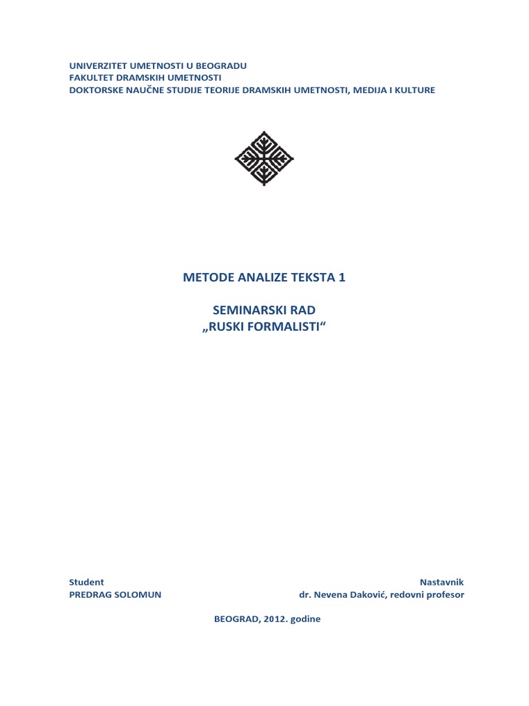 Solomun Predrag - RUSKI FORMALISTI | PDF