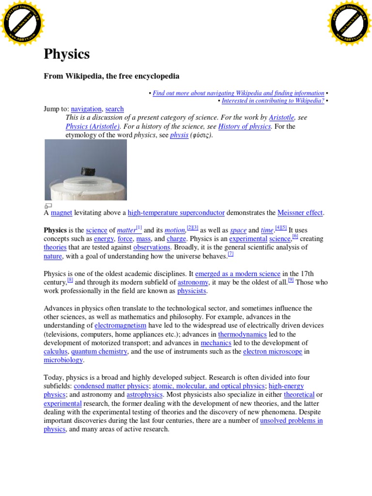 Physics: From Wikipedia, The Free Encyclopedia | PDF | Quantum ...