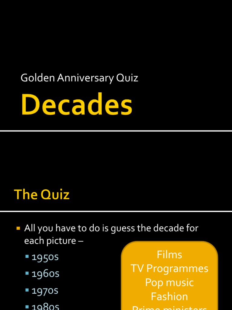 Decade Guessing Quiz: 1950s-2000s | PDF