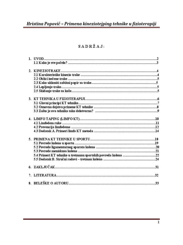 Kineziotejping Tehnike Kristina Popovic | PDF