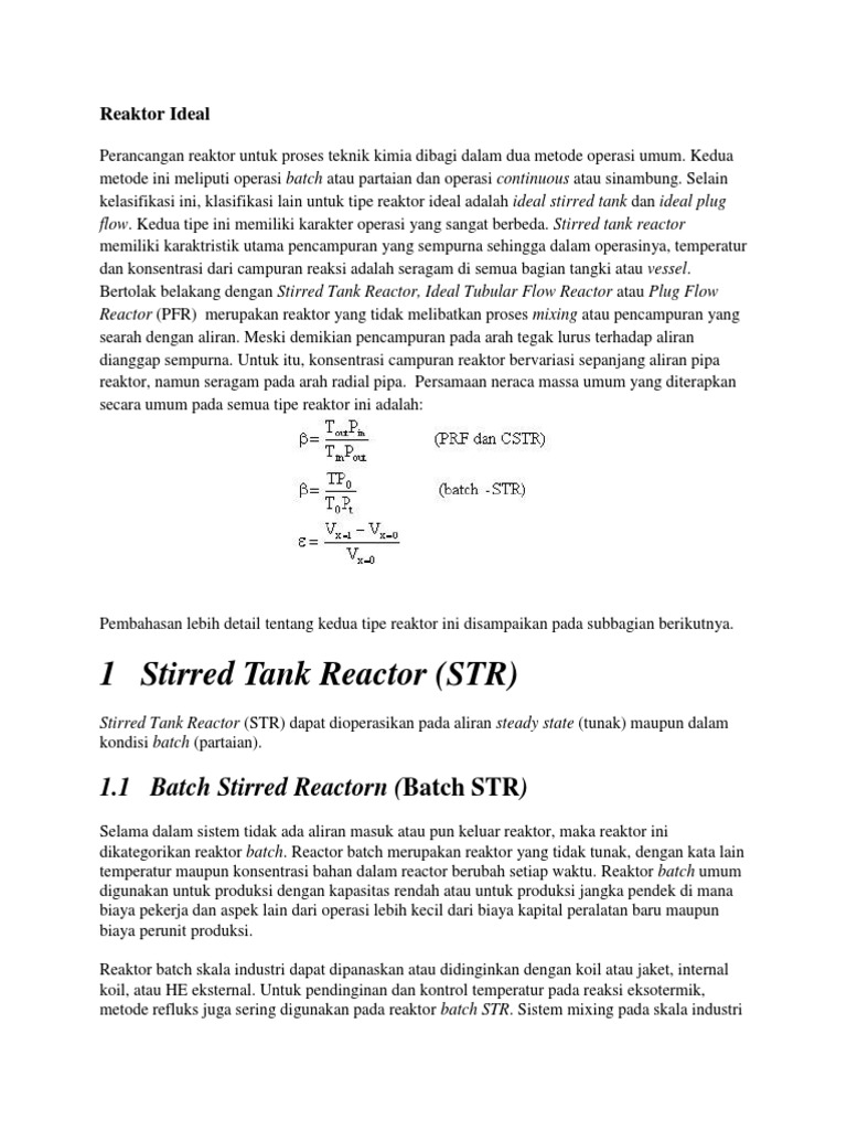 Karakteristik Reaktor Plug Flow | PDF