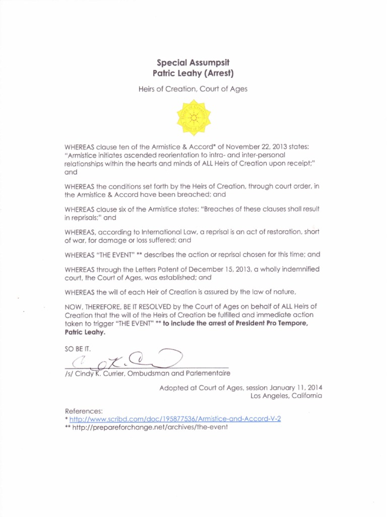 Special Assumpsit, Patric Leahy (Arrest) | PDF