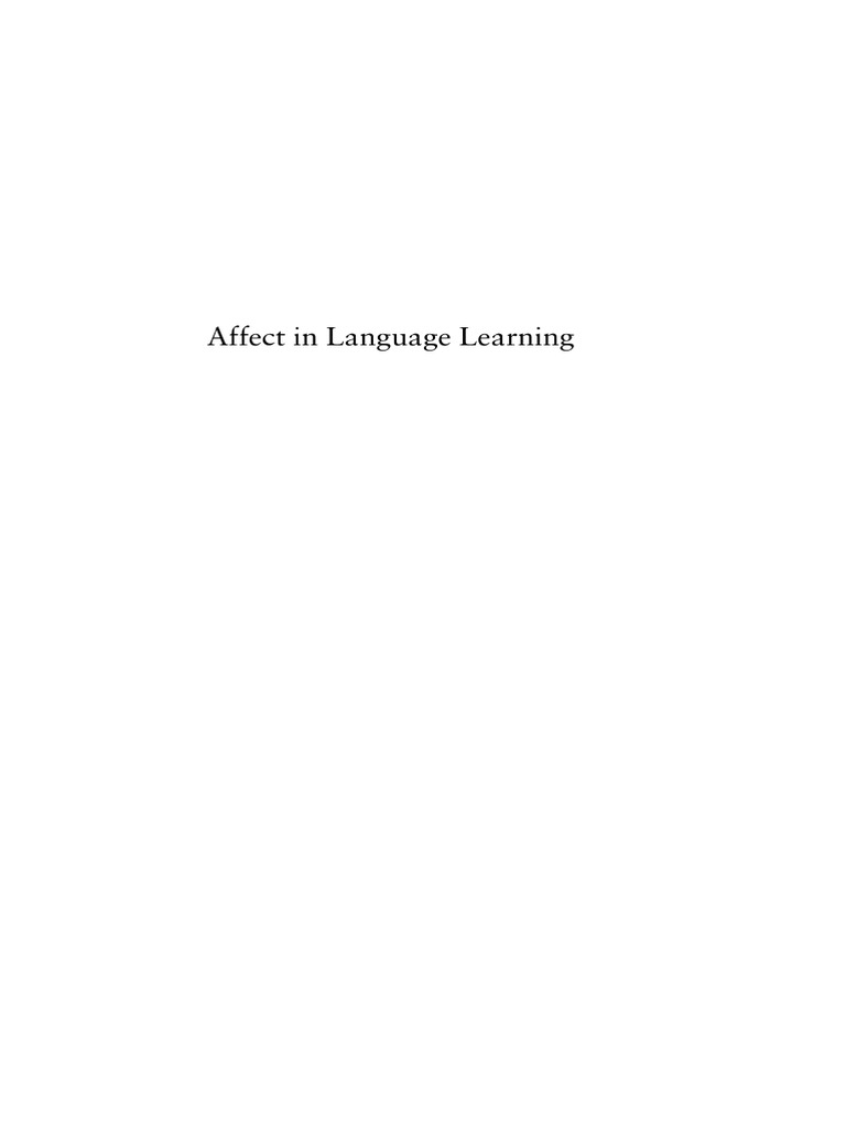 Affect in Language Learning | PDF | Business