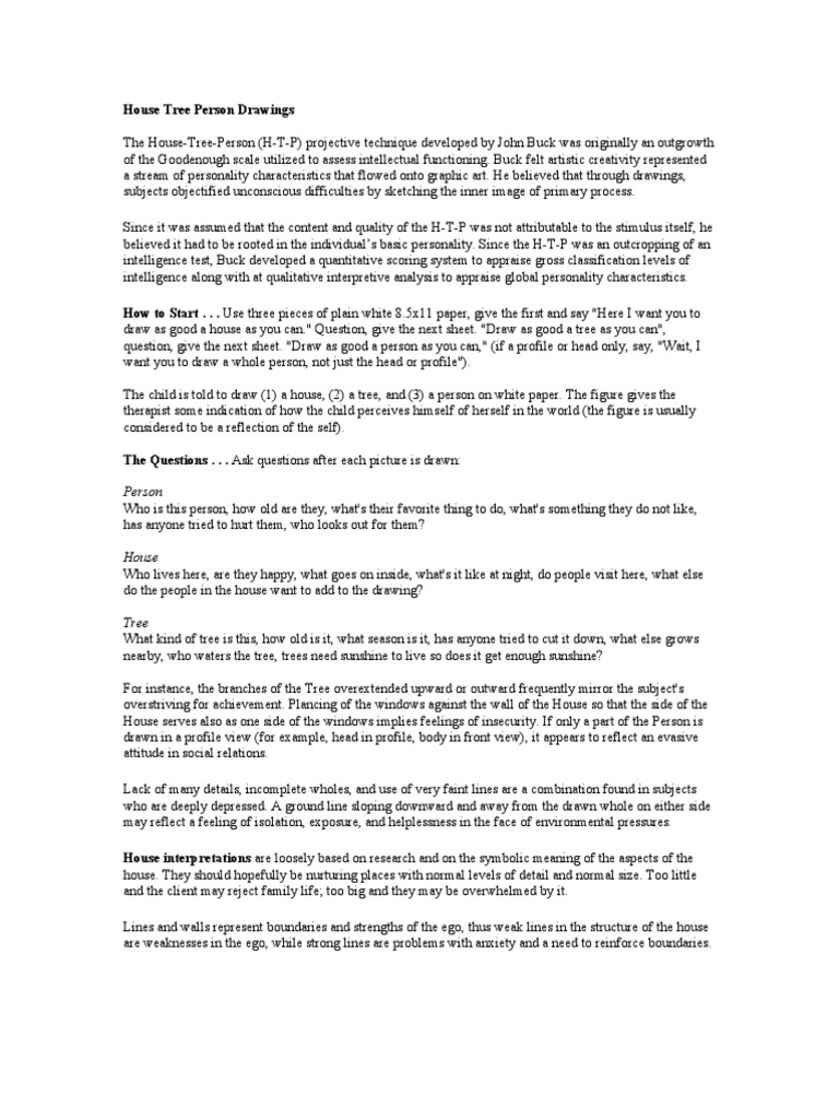 House-Tree-Person Drawing Insights | PDF | Psychiatry Related Fields ...