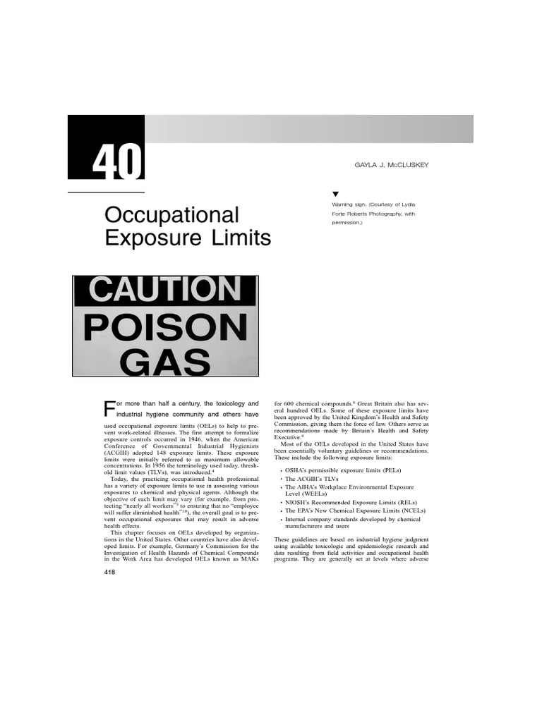 Occupational Exposure Limits Guide | PDF | Occupational Hygiene ...