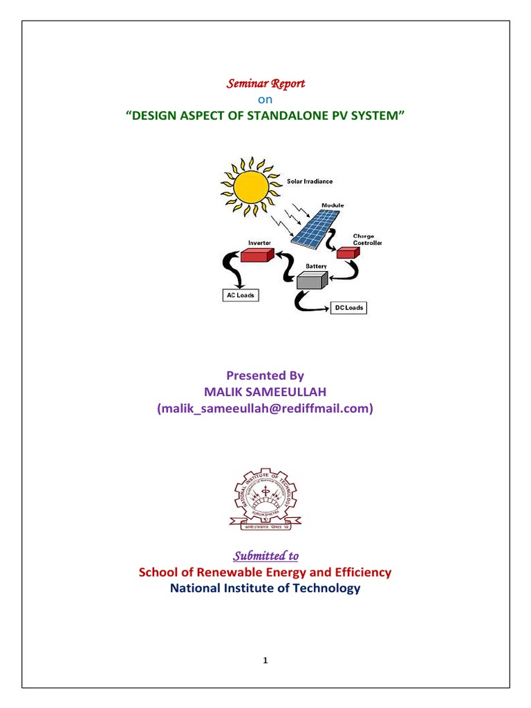 Design Aspect of Standalone Solar PV System | PDF | Photovoltaics ...