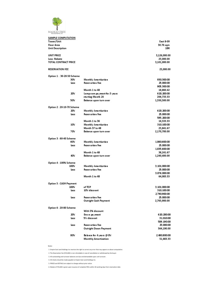 MTR Payment Terms and Sample Computation | PDF | Business