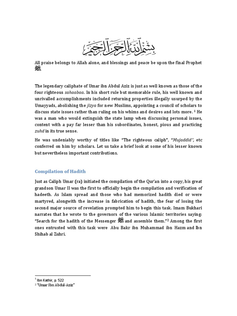 Umar Ibn Abdul Aziz | PDF | Umar | Caliphate