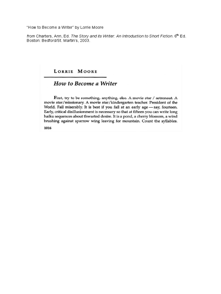 Lorrie Moore's Guide to Writing | PDF | Writers | Writing