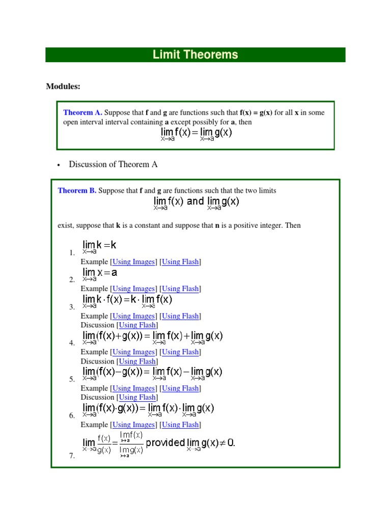 Limit Theorems and Examples Explained | PDF | Teaching Methods & Materials