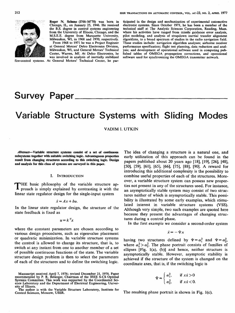 Variable Structure Systems With Sliding Modes | PDF | Vector Space | Matrix (Mathematics)