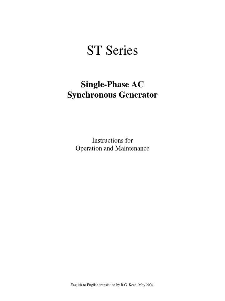 ST SERIES Single-Phase AC Synchronous Generator | PDF ...