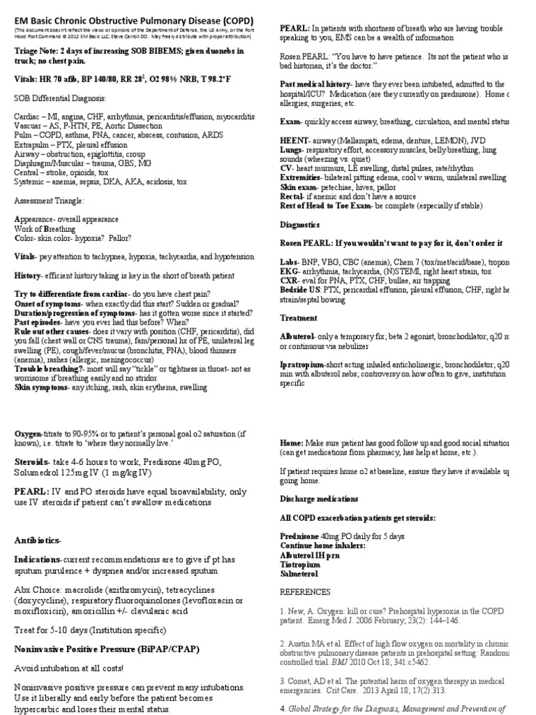 Copd Sob Shownotes | PDF | Chronic Obstructive Pulmonary Disease ...