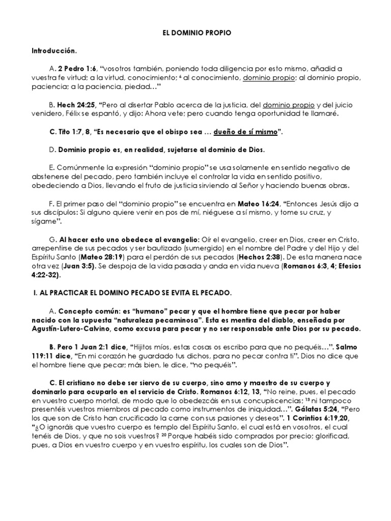 El Dominio Propio | PDF | Pecado | Cristo (título)