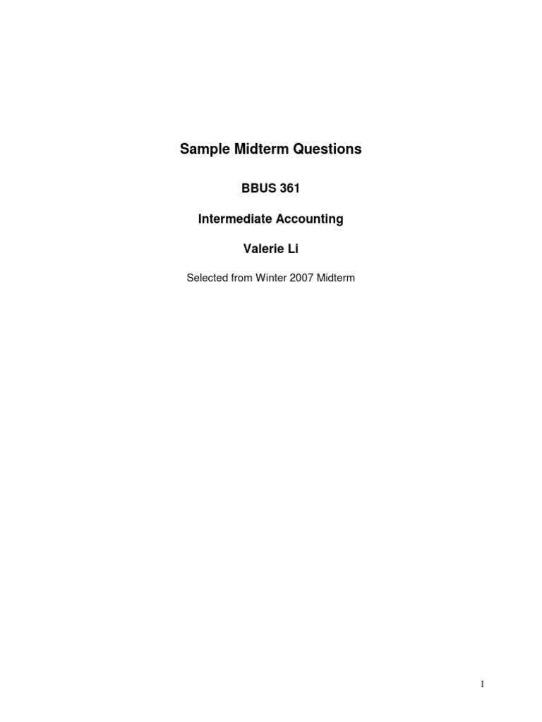 Sample Midterm Questions | PDF | Debits And Credits | Expense