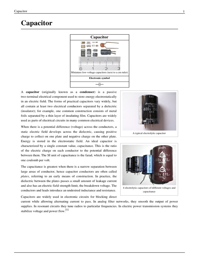 Capacitor | PDF | Capacitor | Electrical Impedance