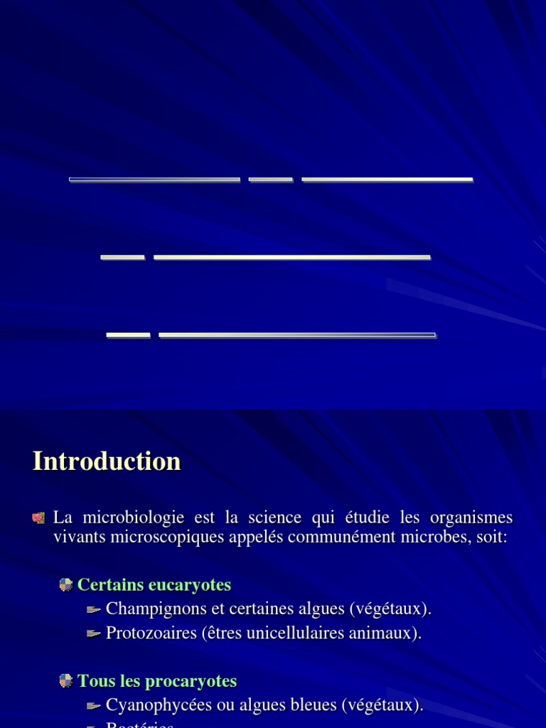 Introduction à la Microbiologie | PDF | Stérilisation (microbiologie) | Microscopie