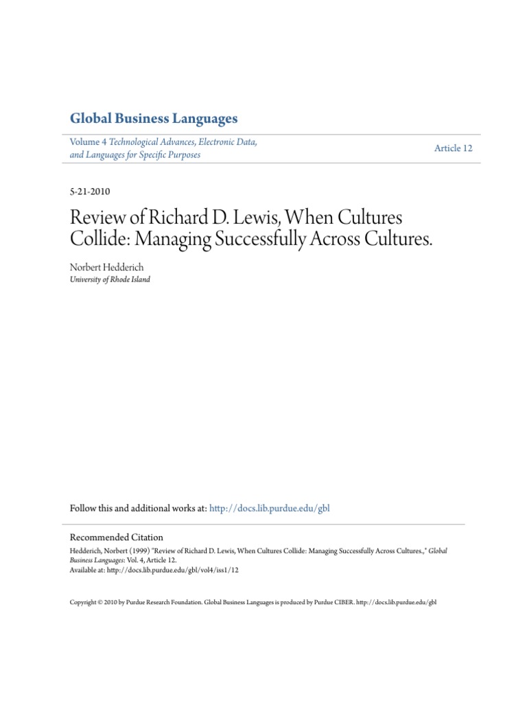 Review of Richard D. Lewis When Cultures Collide - Managing Succe | PDF ...