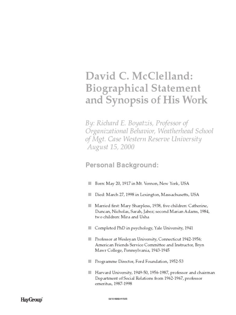 David McClelland | PDF | Competence (Human Resources) | Motivation