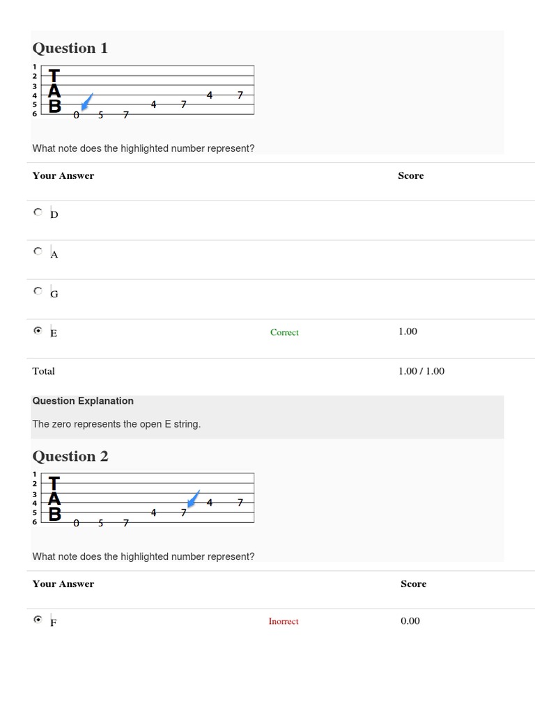 Quiz Music Notation and Tablature | PDF | Clef | Musical Notation