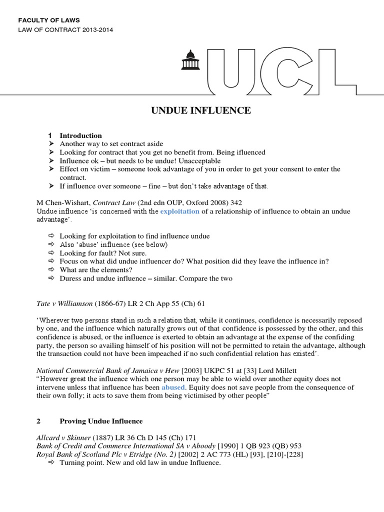 Undue Influence Lecture - With Notes | PDF | Government Information ...