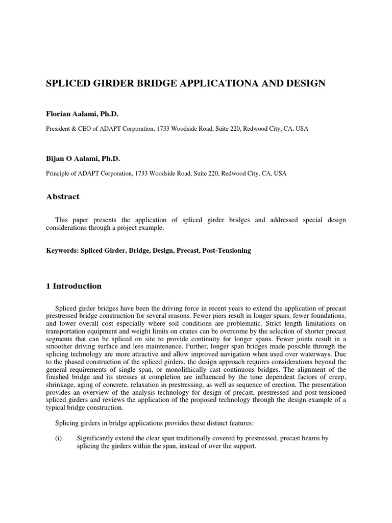 Spliced Girder Bridge | PDF | Prestressed Concrete | Precast Concrete