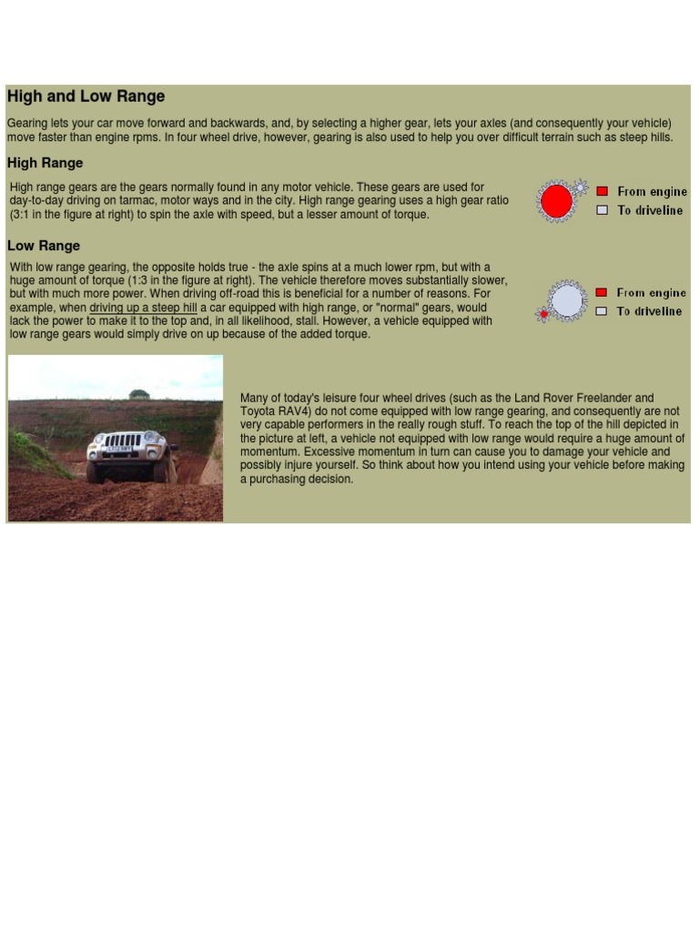 Understanding High and Low Gears | PDF | Manual Transmission | Clutch