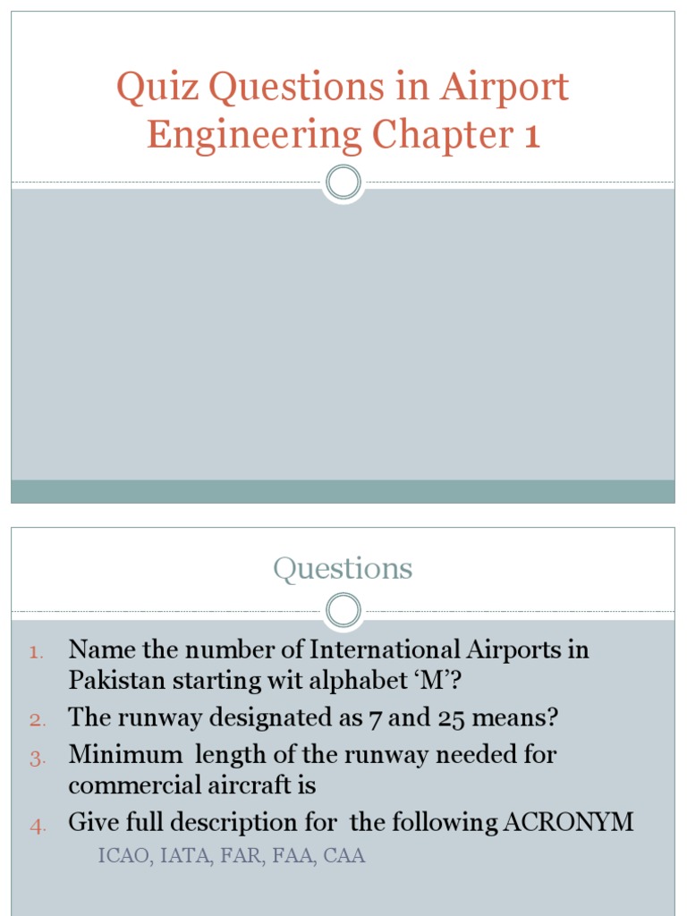 Airport Engineering Quiz Questions | PDF | Technology & Engineering