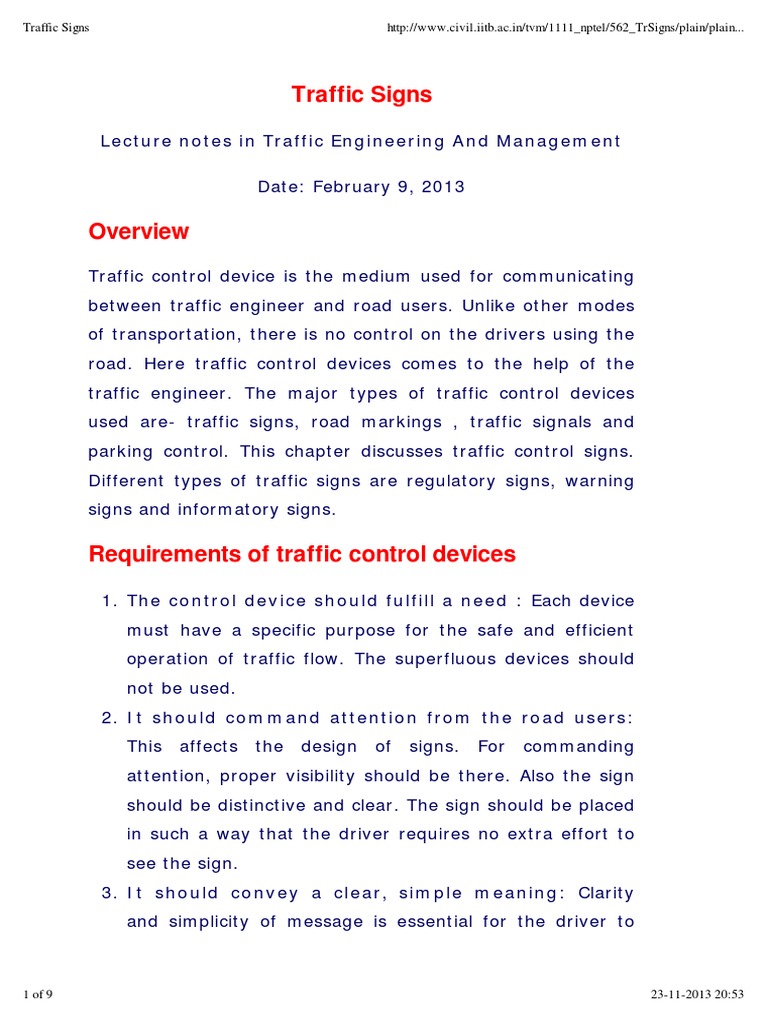 Traffic Signs | PDF | Traffic | Transport Infrastructure